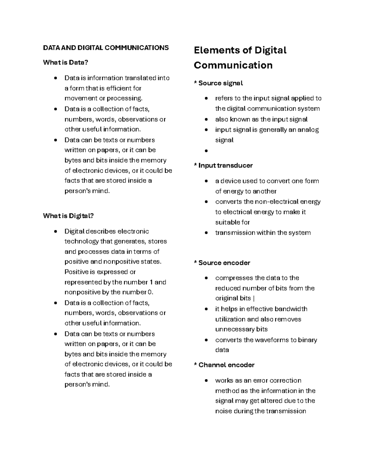 DATA AND DIGITAL COMMUNICATIONS: Lesson 1 Notes Overview - Studocu
