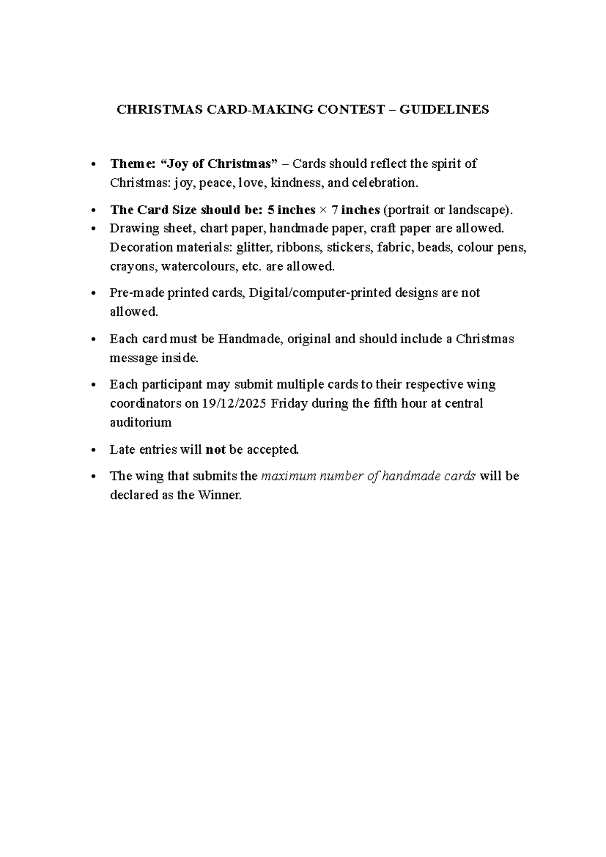 XMAS Card Making Guidelines 2025: Contest Rules & Details - Studocu