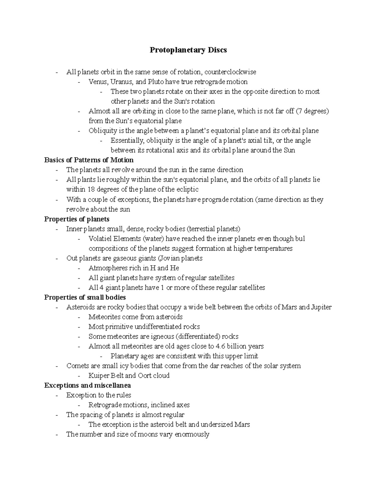 Understanding Protoplanetary Disks and Planet Formation - GEOL 101 ...