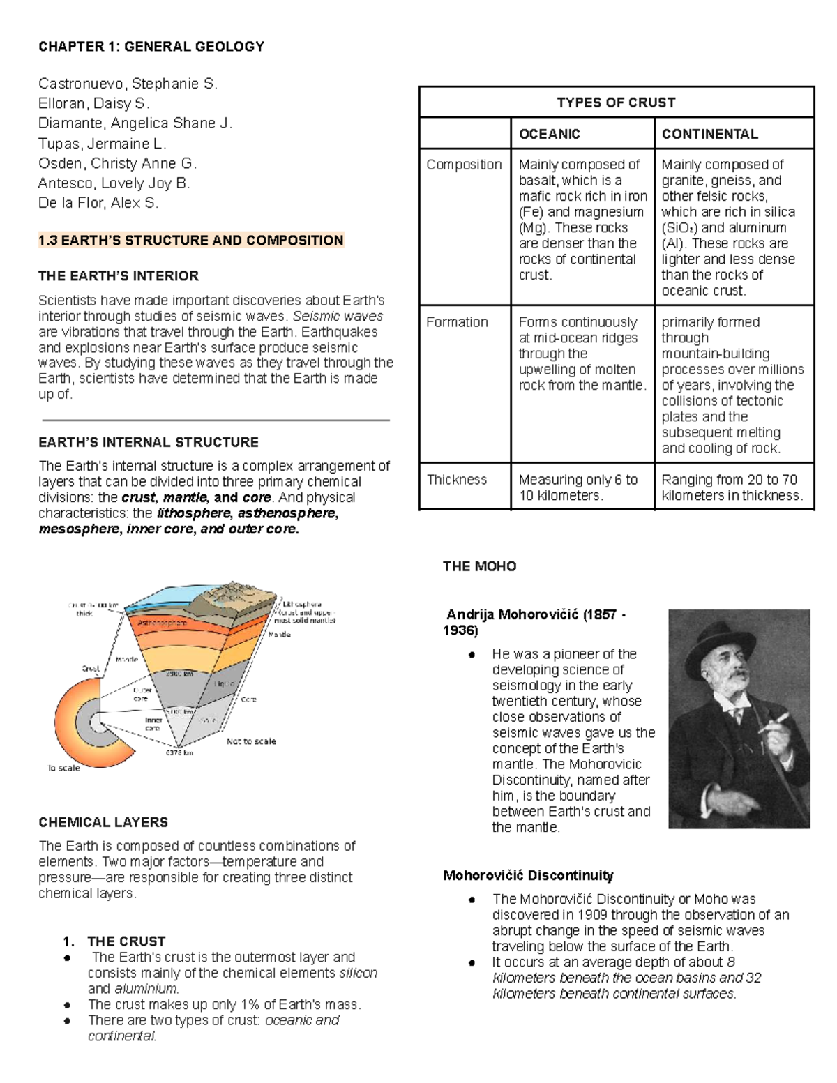 CHAPTER 1: GENERAL GEOLOGY (GEOL101) - Crust, Mantle, and Tectonics ...
