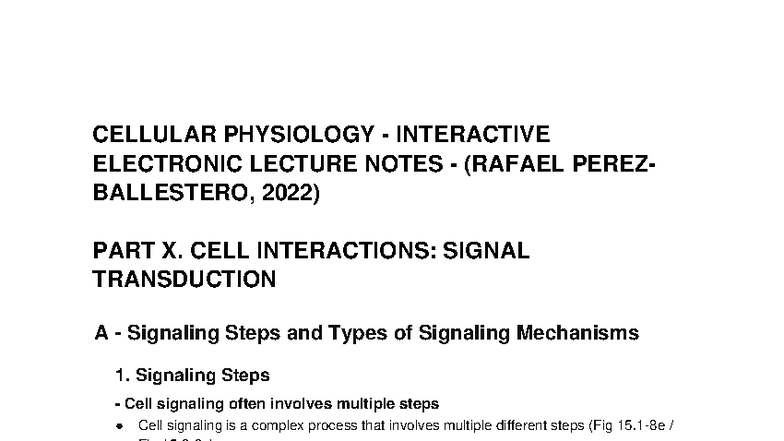 Cellular Physiology: Interactive Lecture Notes (BIO 101) on Signal ...