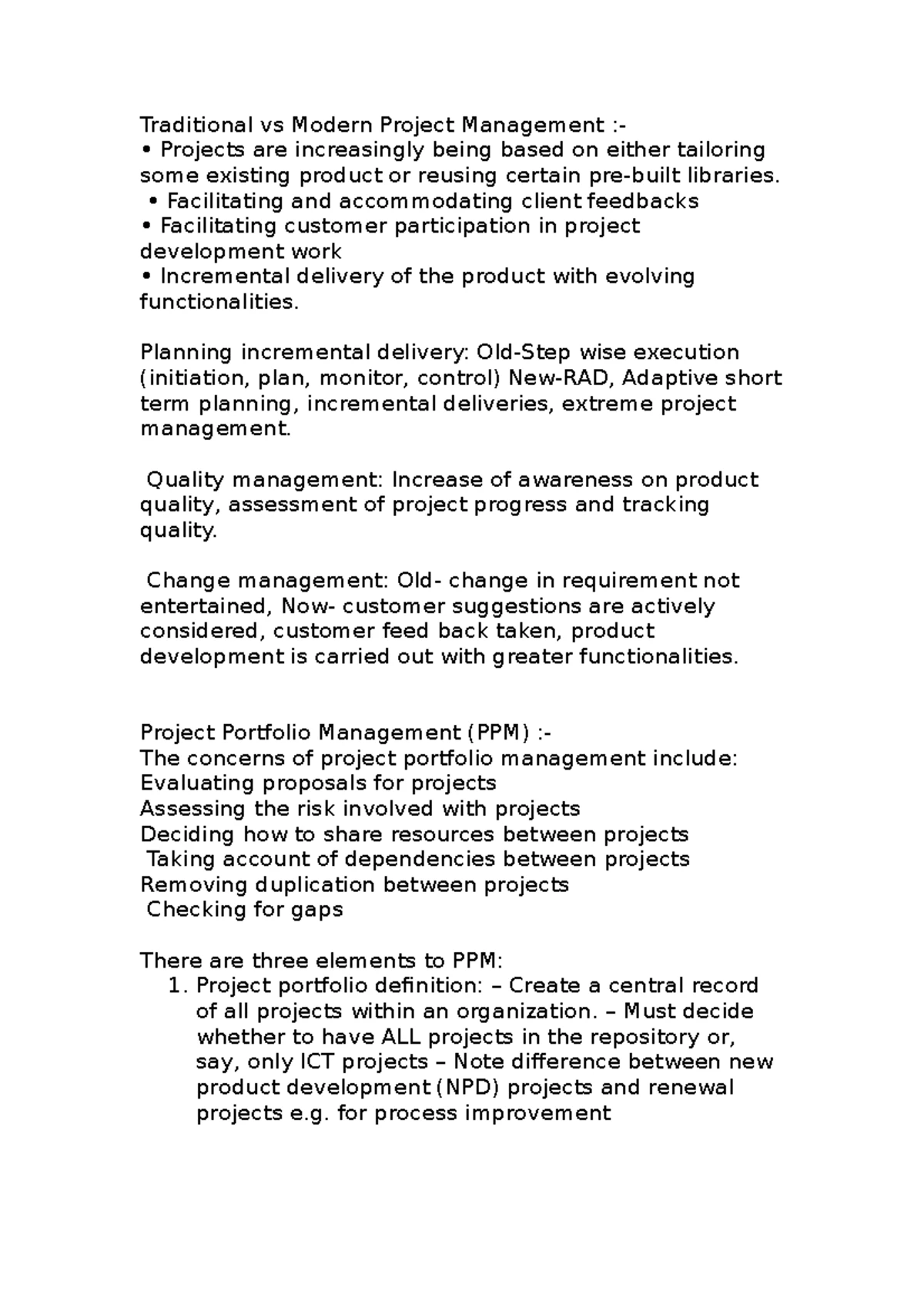 Spm2 - Traditional vs Modern Project Management in brief and Project ...