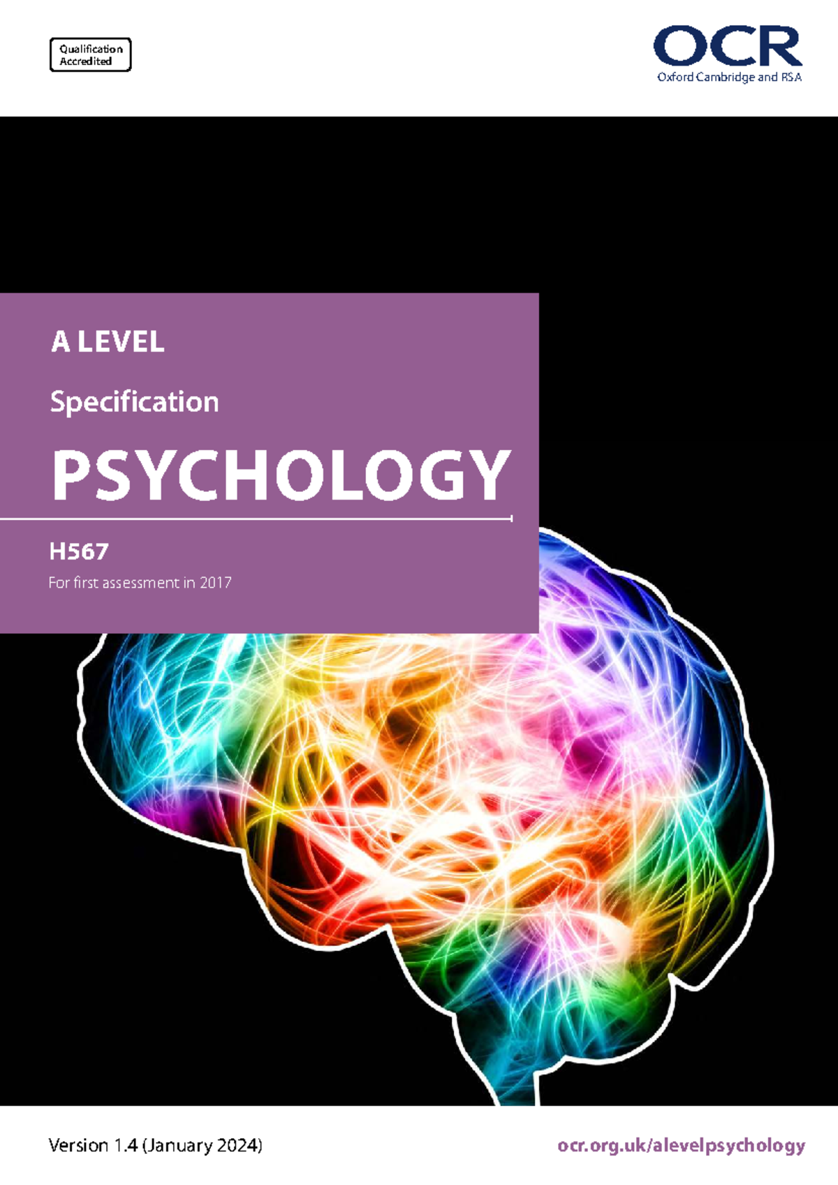 OCR A Level Psychology H567 Specification (Version 1.4, 2024) - Studocu
