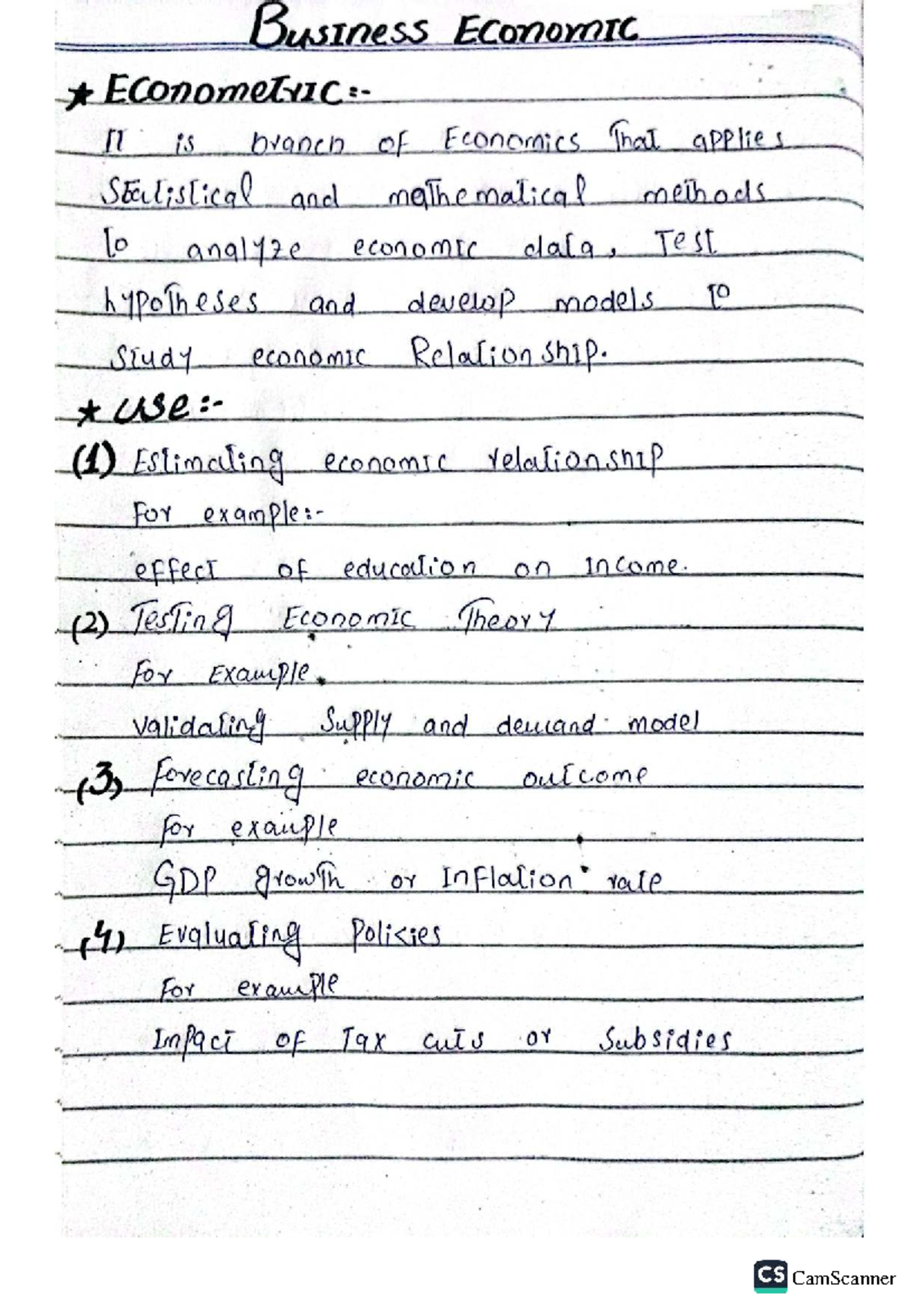 Econometrics Study Notes - CS 101: Analyzing Economic Data and Models ...