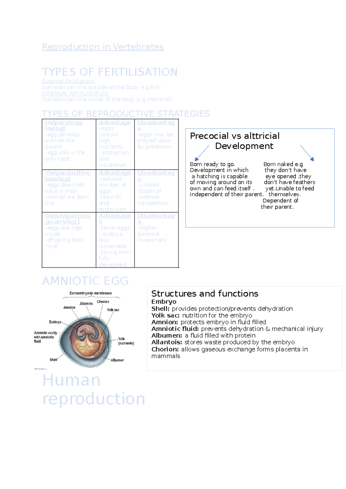 Document 2 - Reproduction in Vertebrates TYPES OF FERTILISATION ...