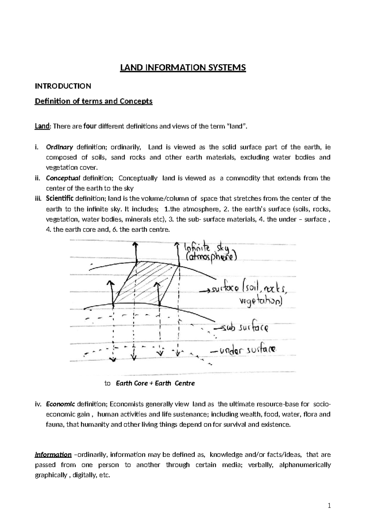 Land Information Systems (LIS) Study Notes and Concepts Overview - Studocu
