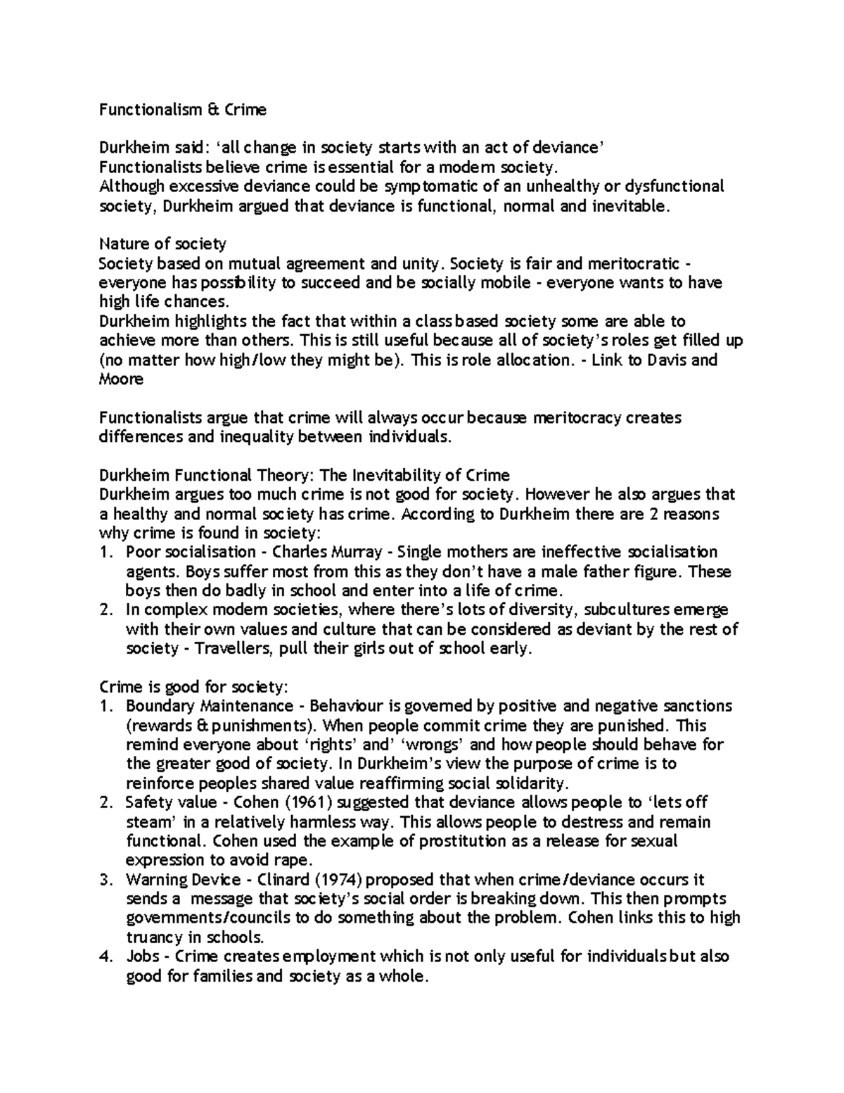 Functionalism and Its View on Crime: A Detailed Study (SOC101) - Studocu