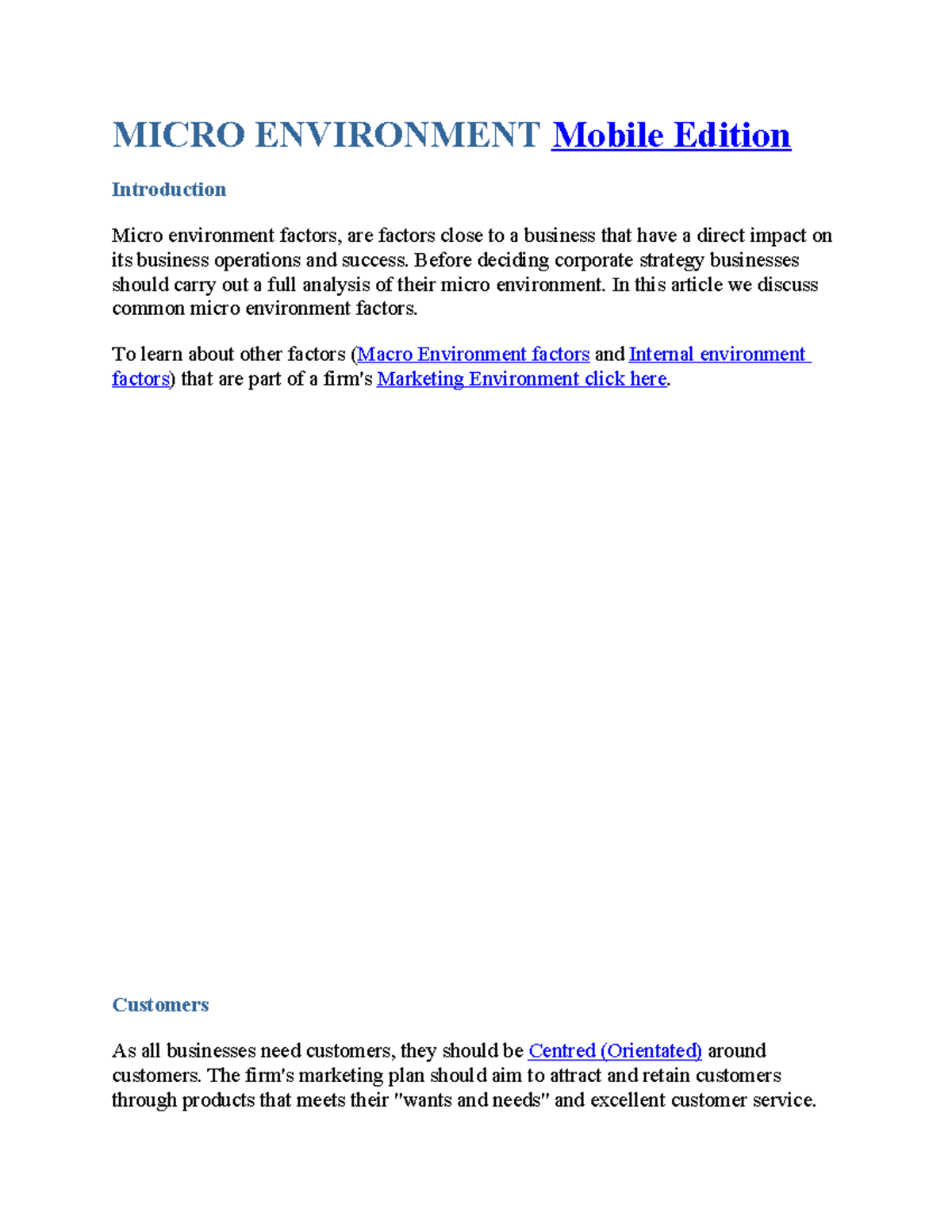 Marketing Environment Analysis: Understanding Micro Factors - Studocu