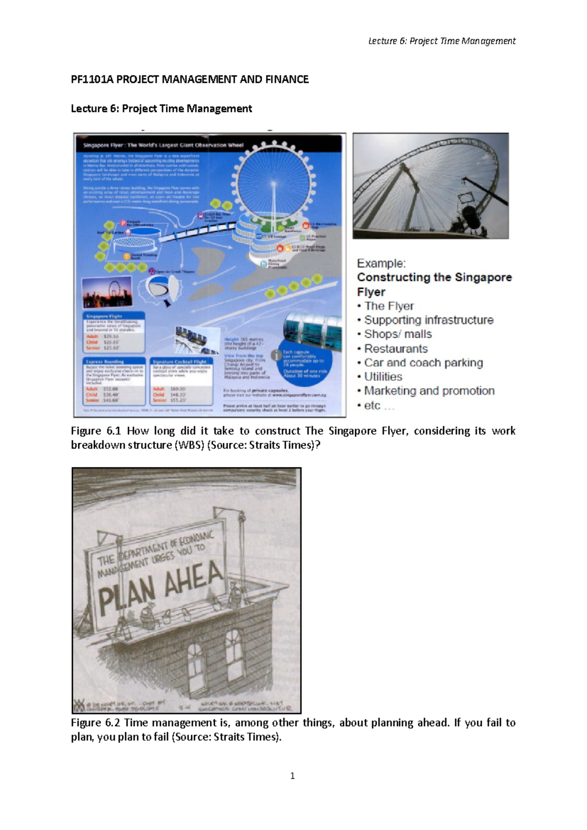 PF1101A Lecture 6: Project Time Management - List of Figures - Studocu