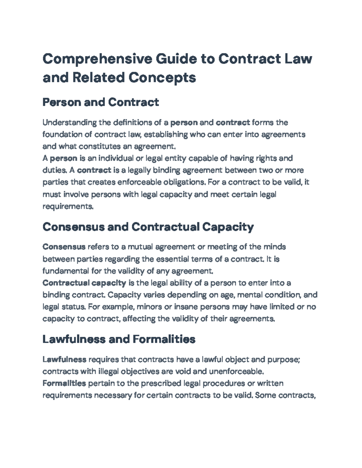 Comprehensive Guide to Contract Law (LAW 101): Key Concepts and Rights ...