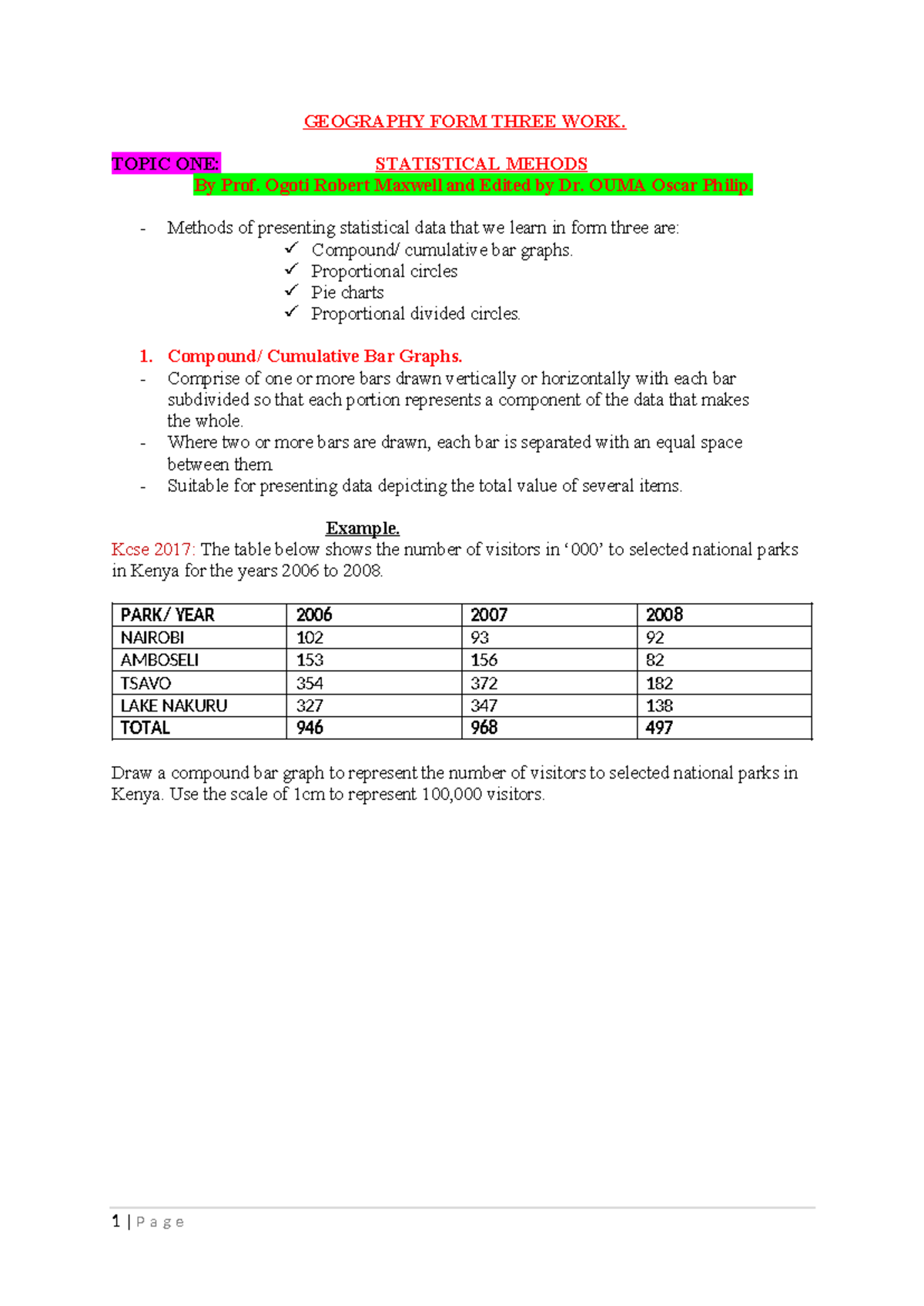 GEOGRAPHY FORM THREE: STATISTICAL METHODS & MAPWORK NOTES - Studocu