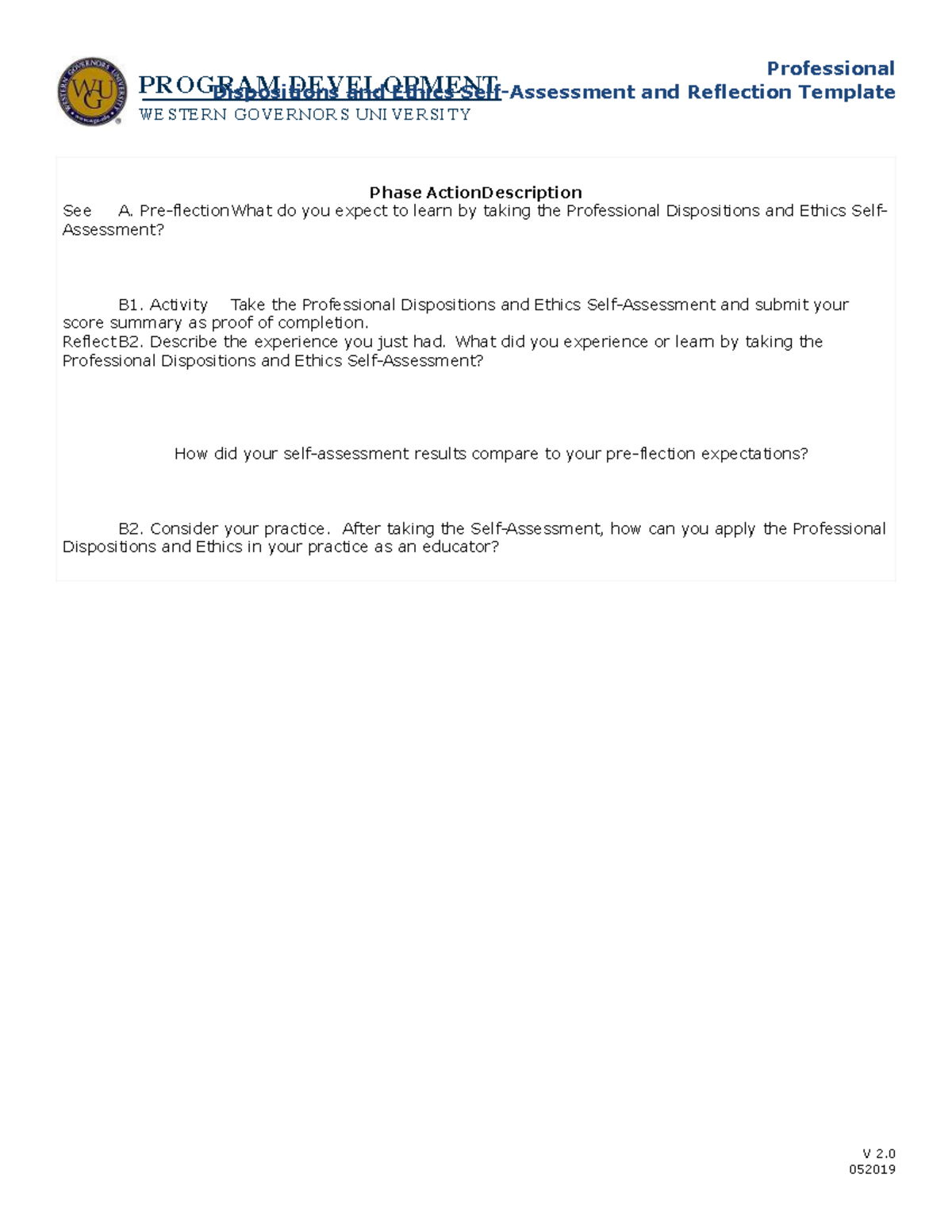 Professional Dispositions and Ethics Self-Assessment and Reflection ...