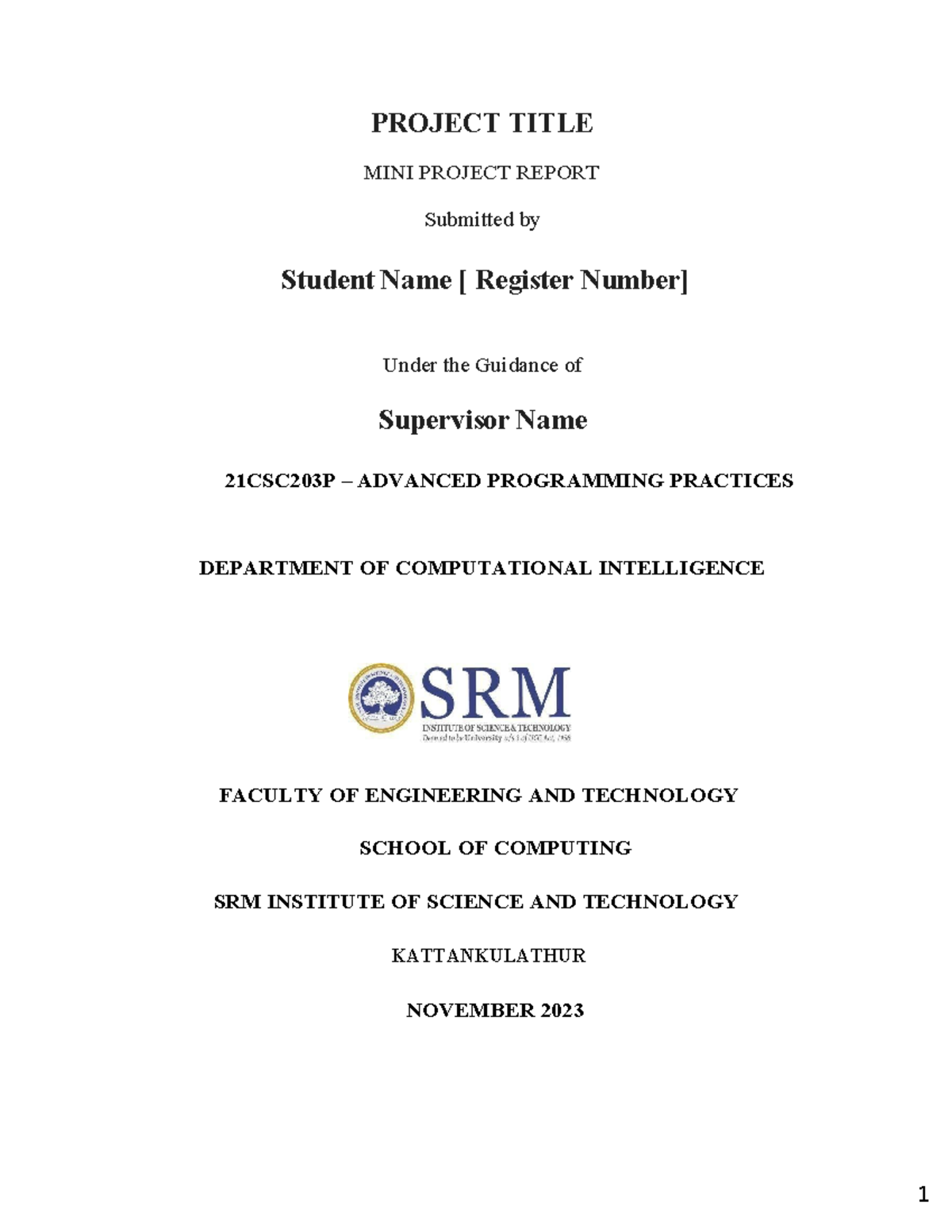 APP Project Report Template - PROJECT TITLE MINI PROJECT REPORT ...