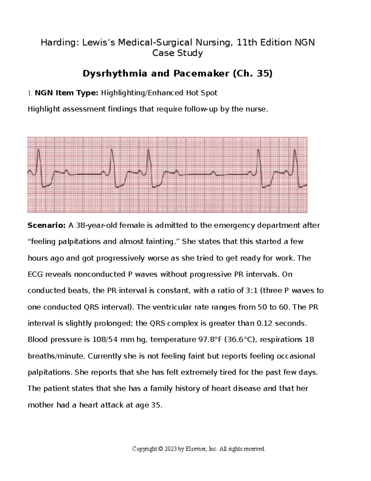 Case Study NGN 34: Dysrhythmia & Pacemaker Management Analysis - Studocu