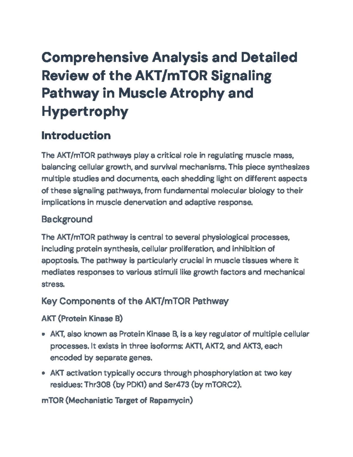 AKT/mTOR Signaling Pathway: Muscle Atrophy and Hypertrophy Insights ...