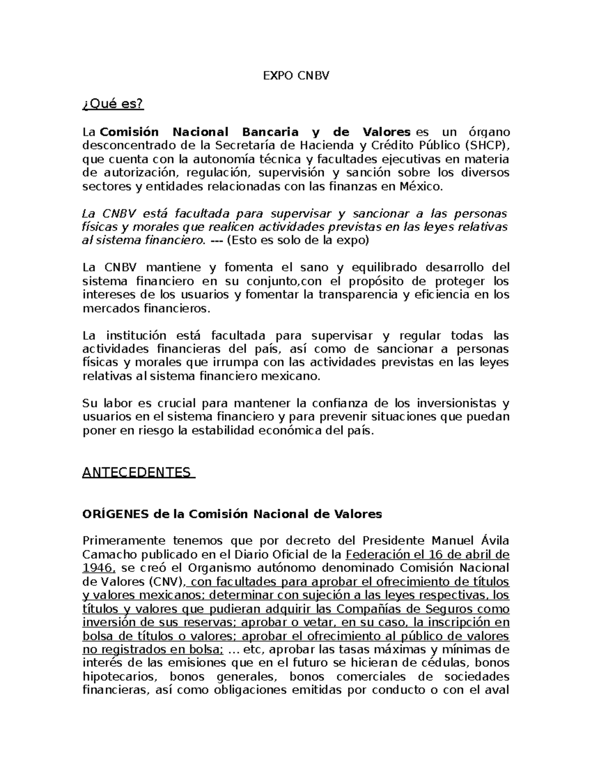 EXPO CNBV - Resumen de la CNBV - EXPO CNBV ¿Qué es? La Comisión ...