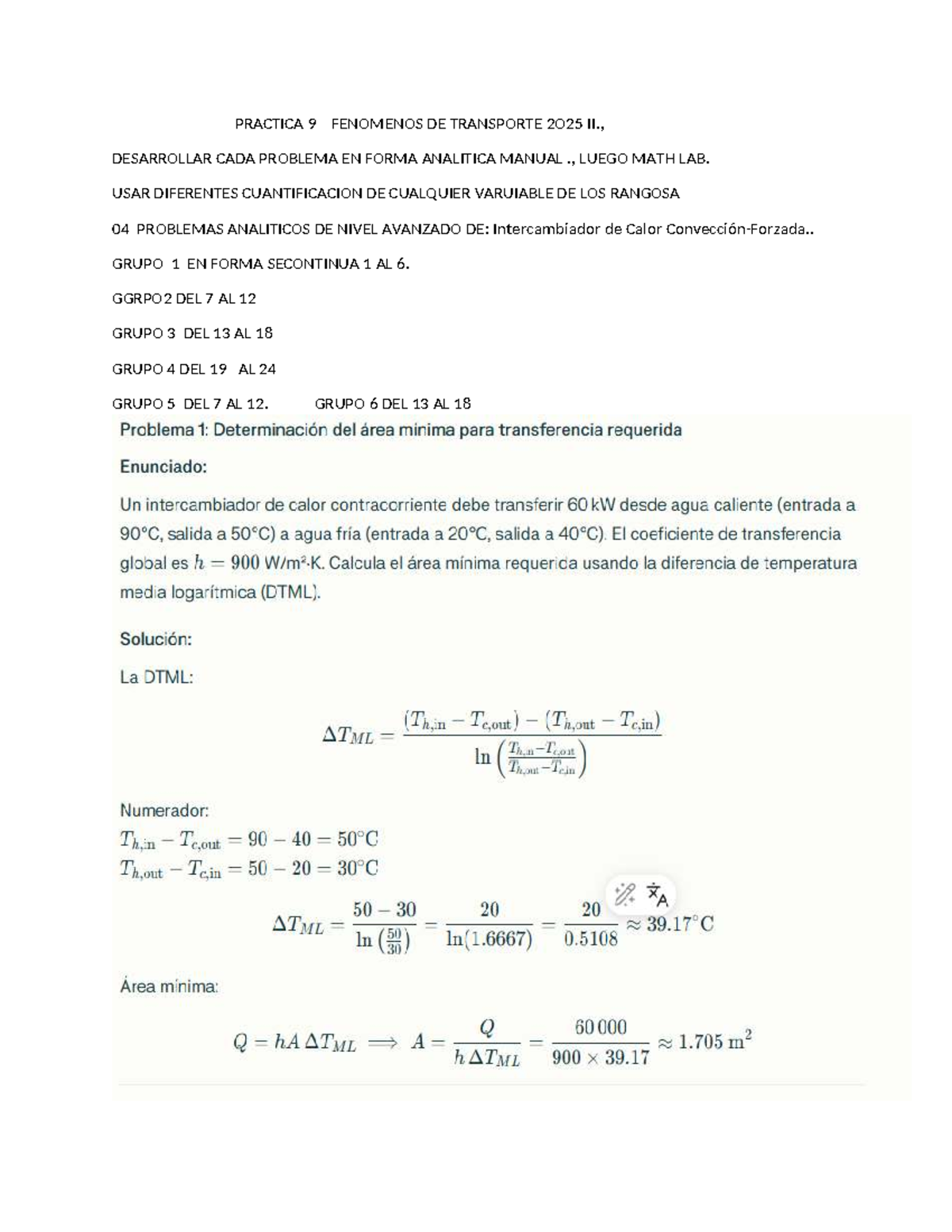 PRACTICA 9: FENOMENOS DE TRANSPORTE 2025 II - PROBLEMAS AVANZADOS - Studocu
