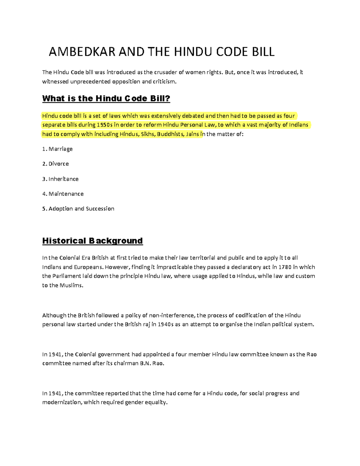 Ambedkar's Role in the Hindu Code Bill: Notes on Reform and Impact ...