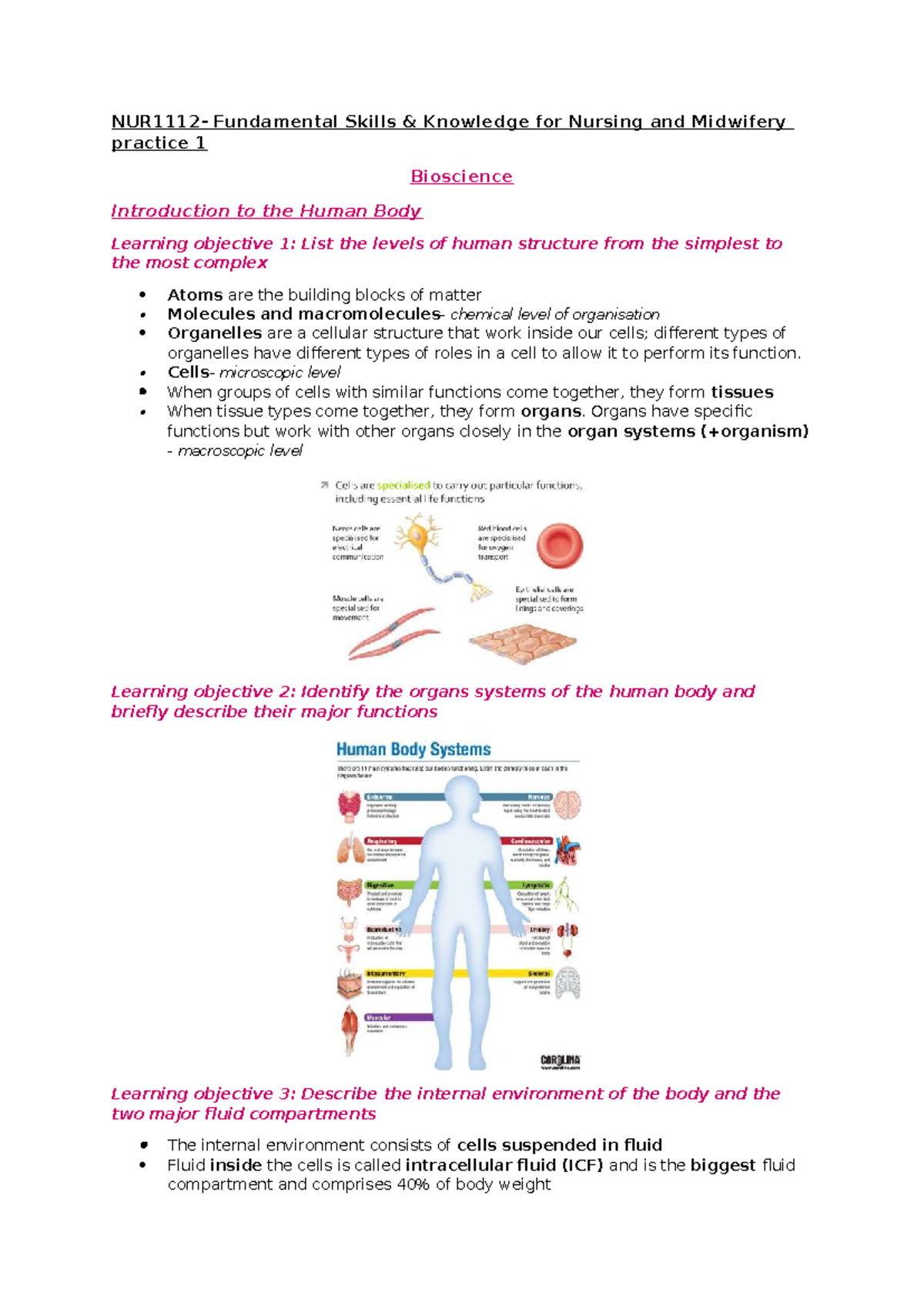 Bioscience 101: Human Body Structure & Function Overview for Nursing ...