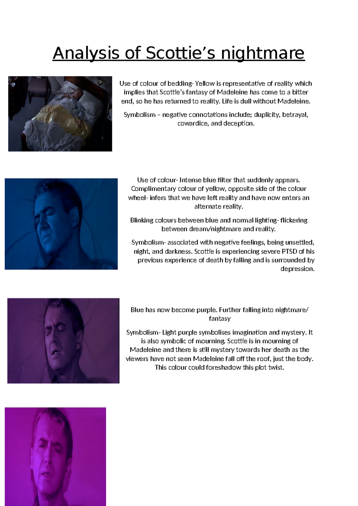 Analysis of Scottie's Nightmare in Vertigo: Color and Symbolism - Studocu