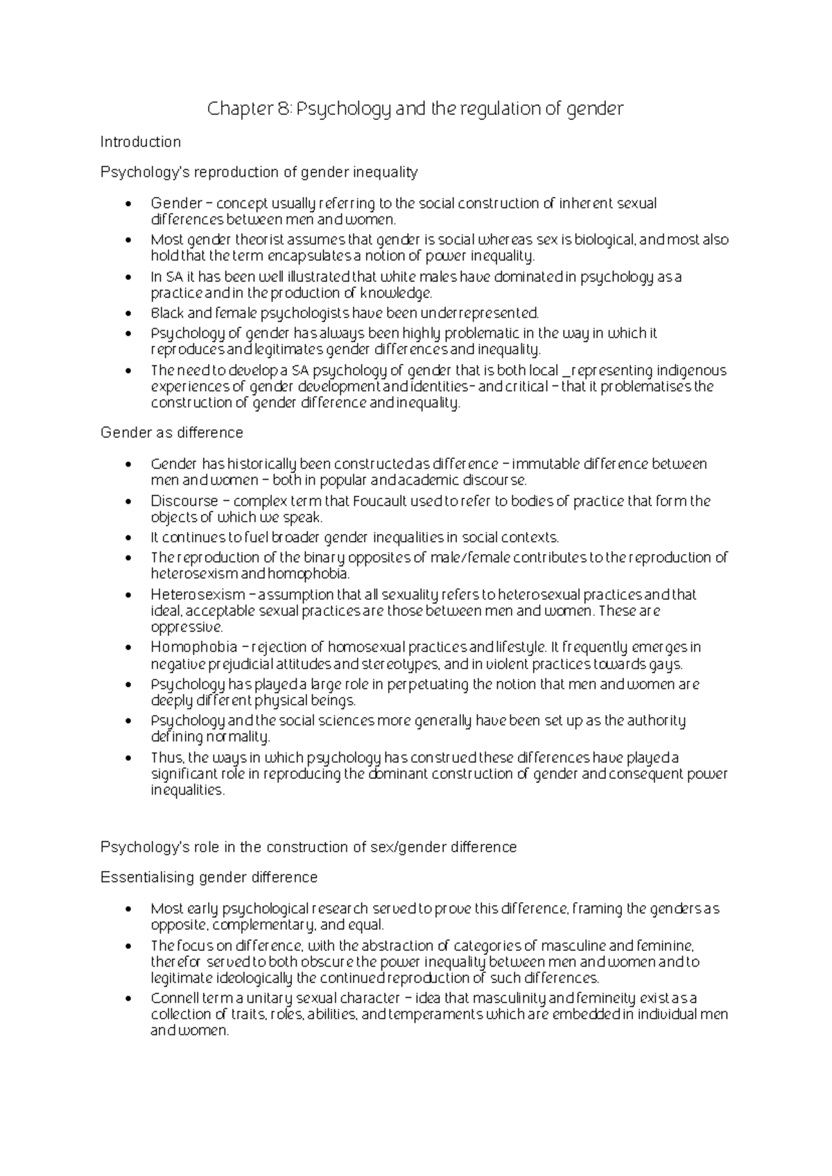 Revising Gender Concepts in Psychology: Key Insights from SLK320 Ch. 8 ...