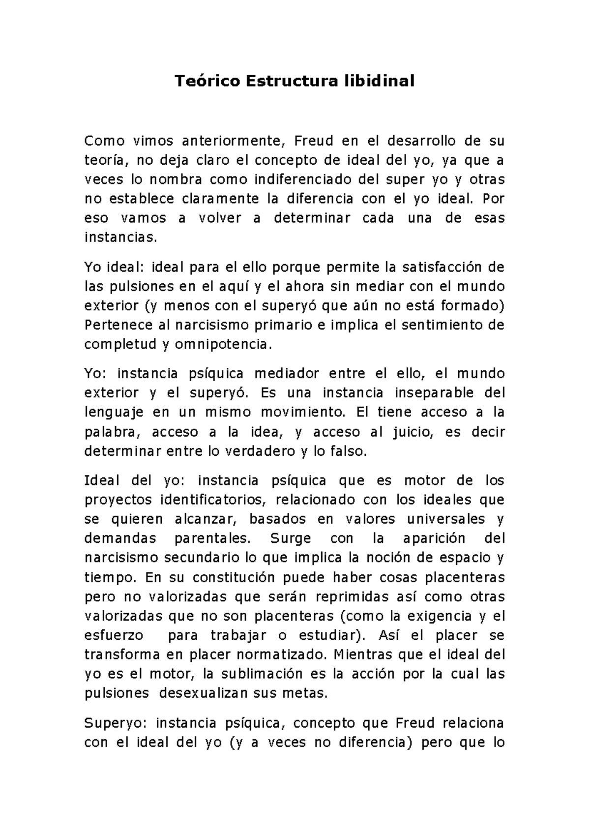 Teórico 8: Estructura Libidinal en la Teoría de Freud - Studocu