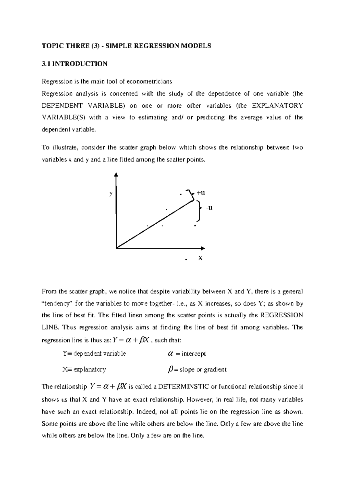 Topic 3: Simple Regression Models - An In-Depth Analysis - Studocu