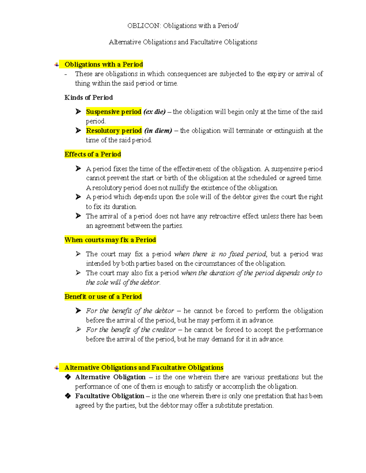 OBLICON - Detailed Notes on Chapters 4 & 5: Obligations Explained - Studocu