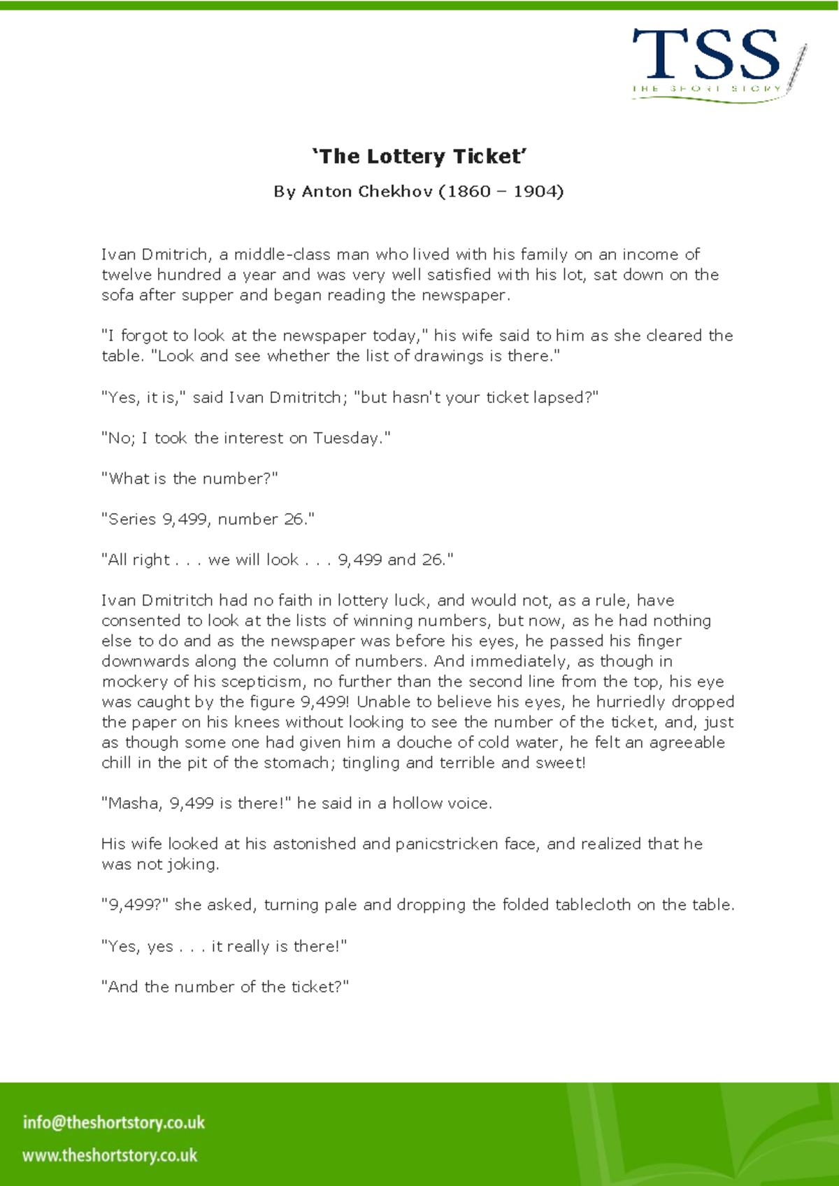 Short-stories-Anton-Checkhov-The-Lottery-Ticket - ‘The Lottery Ticket ...
