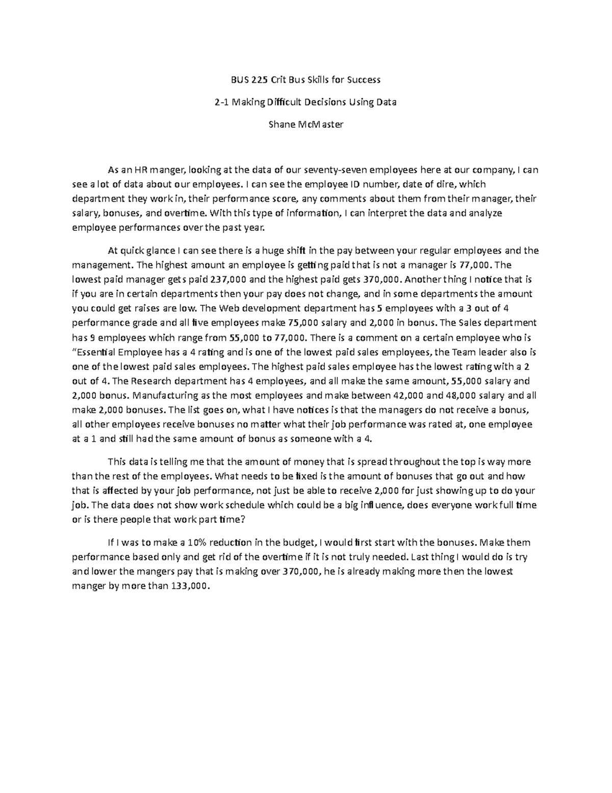 BUS 225 Mod 2-1 - BUS 225 Crit Bus Skills for Success 2-1 Making ...