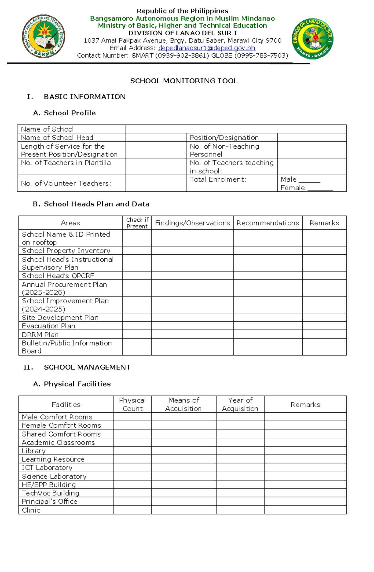 Comprehensive School Monitoring Tool (2024-2025) - Studocu