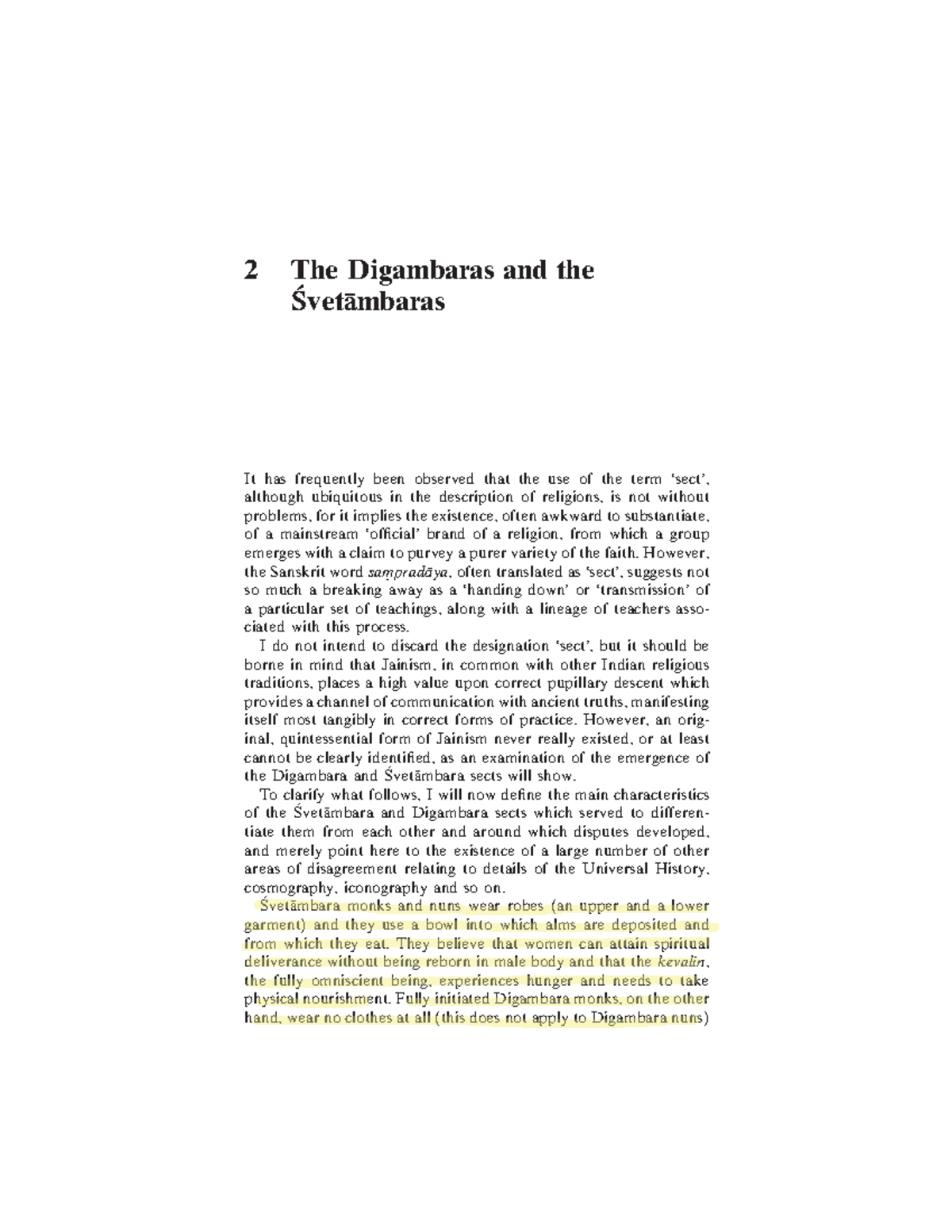 An Examination of the Digambara and Svetambara Sects in Jainism (Course ...