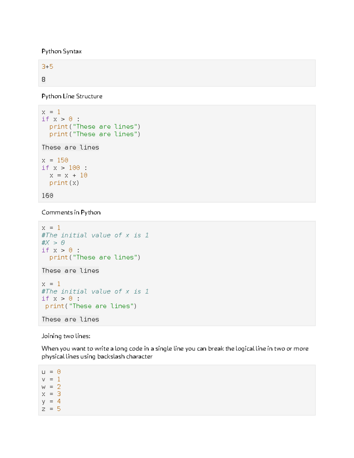 Python Syntax Overview for CS101: Fundamentals of Programming - Studocu