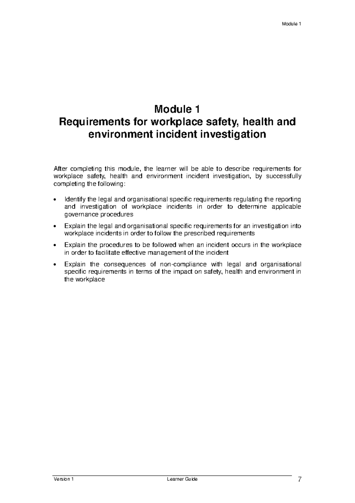 Workplace Incident Investigation Requirements and Procedures - Module 1 ...