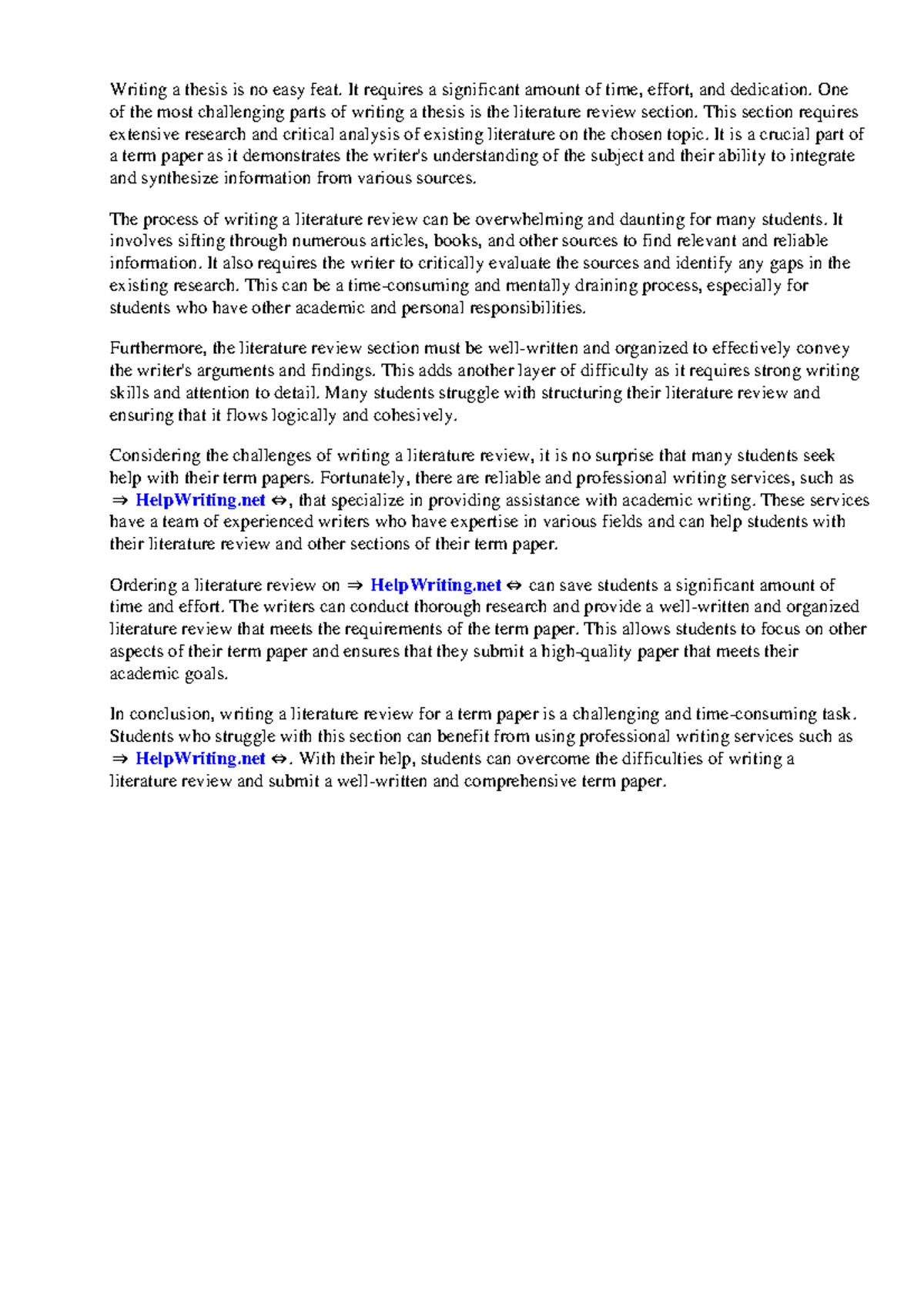 Literature review of a term paper - Writing a thesis is no easy feat ...