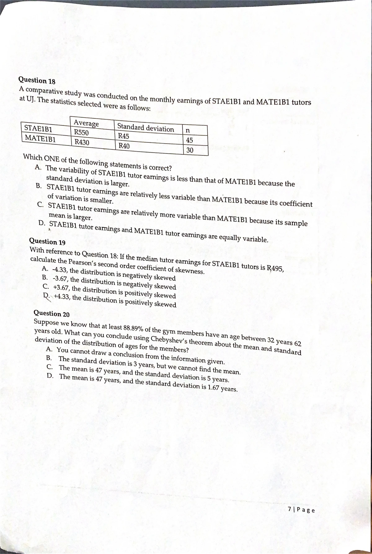 Engineering Statistics Test 2 - STAE1B - Semester 2, 2022 - Studocu