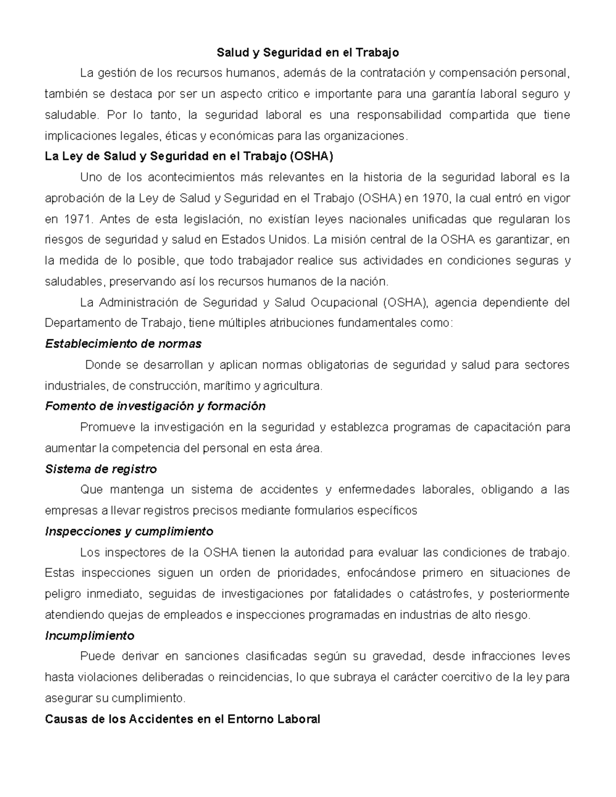 Salud y Seguridad en el Trabajo: Ley OSHA y Gestión de Riesgos JAEC ...