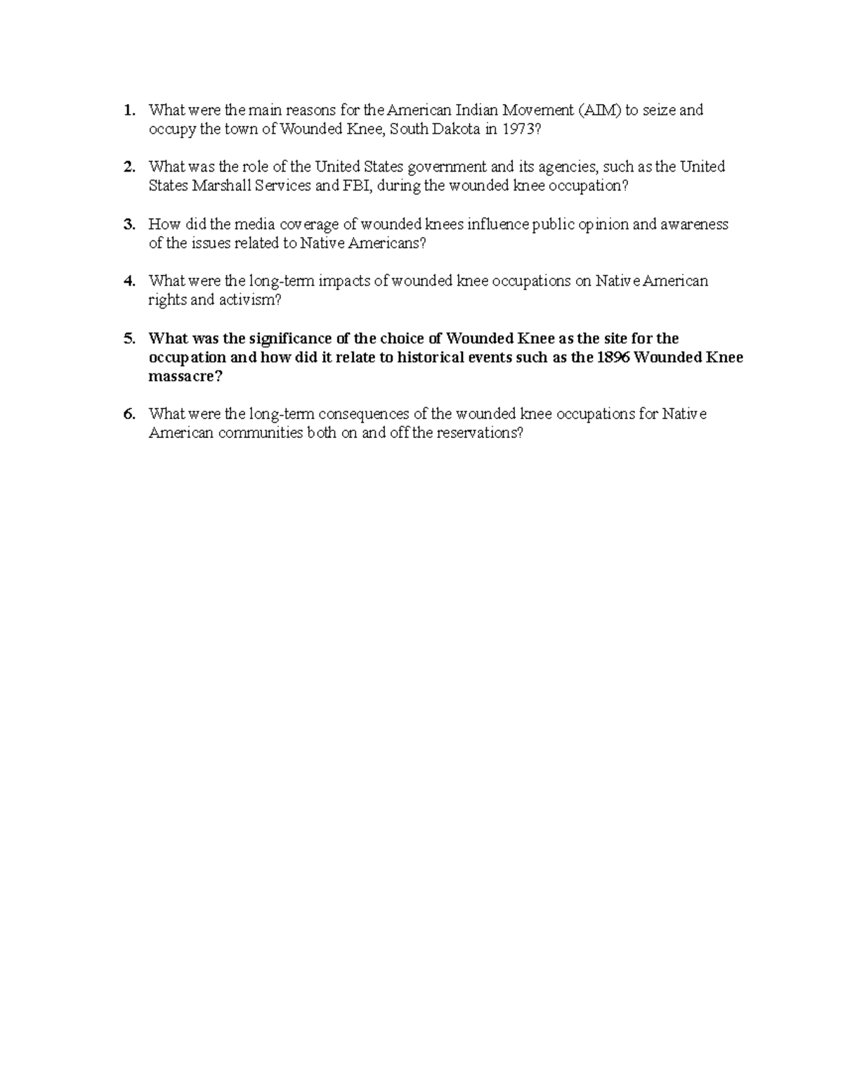 History question - What were the main reasons for the American Indian ...