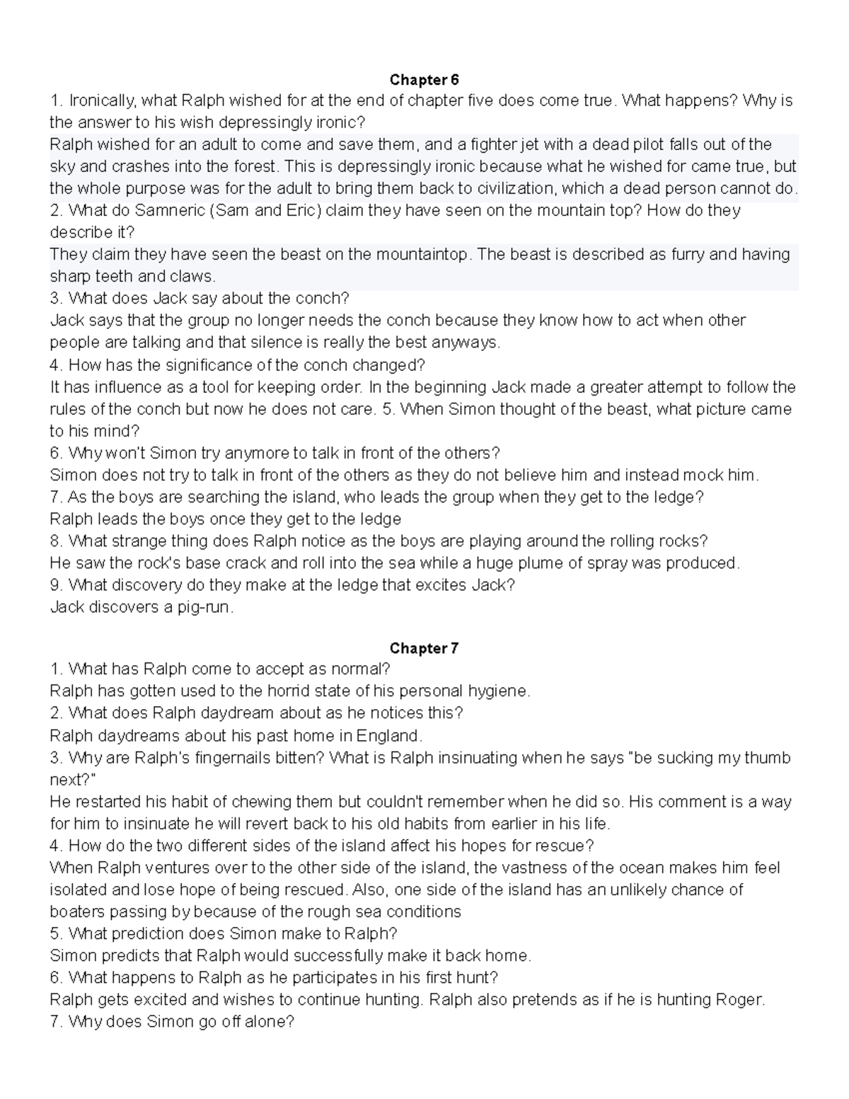 Copy of Chapters 6-8 Questions - Chapter 6 Ironically, what Ralph ...