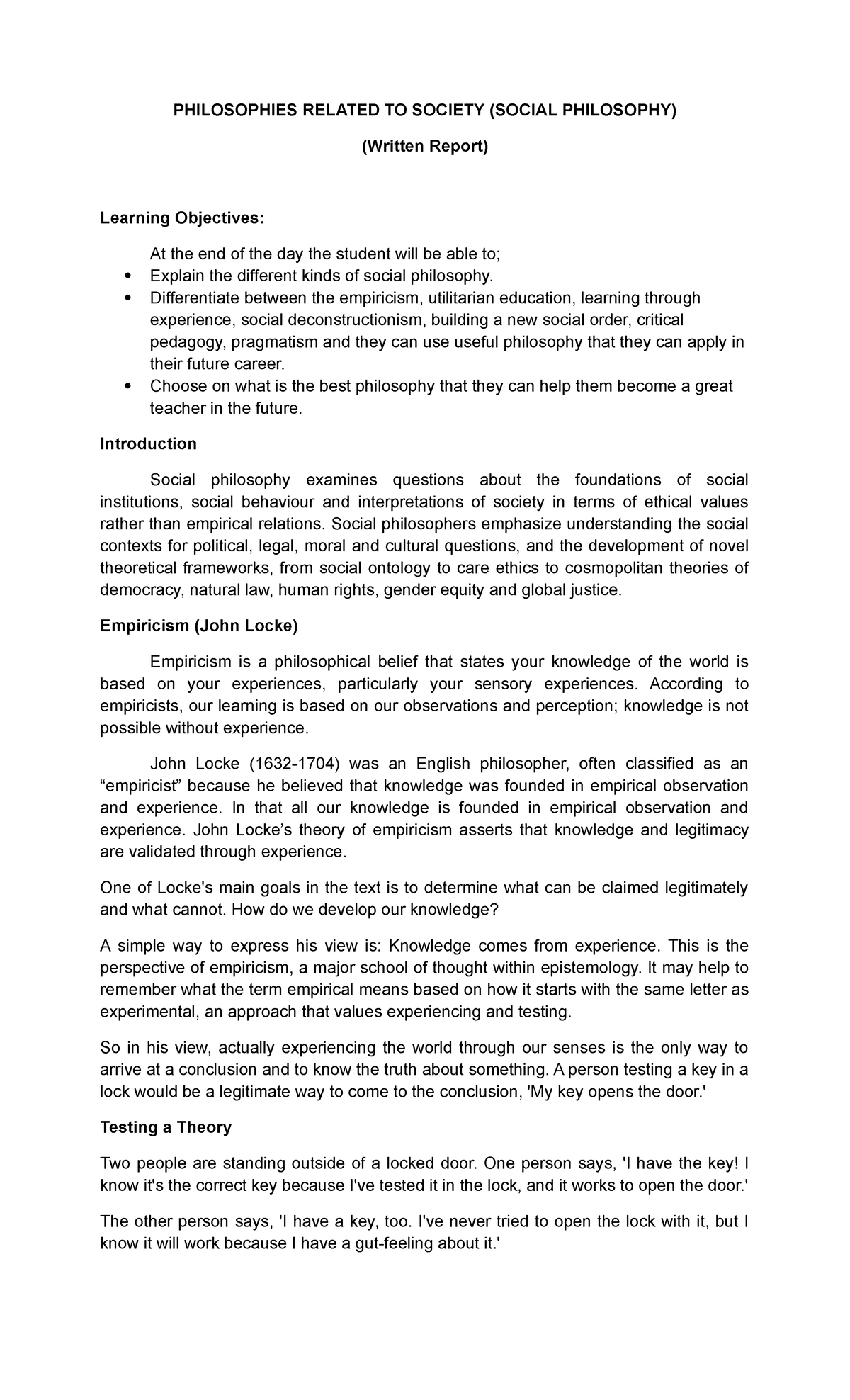 Social Philosophy: Theories and Applications for Educators (PHIL 101 ...