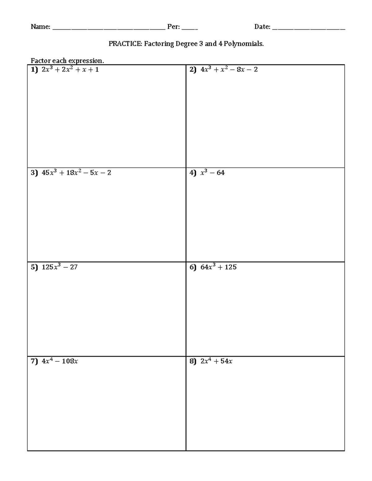 3 Factoring Deg 3-4 Polys WS - Name ...