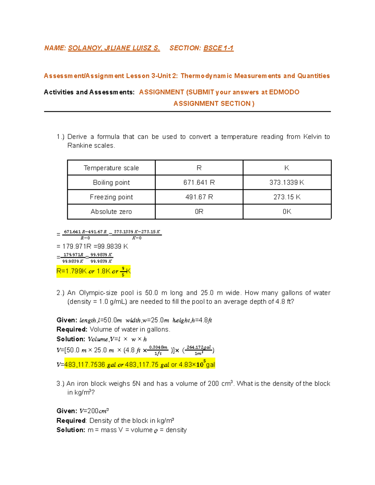 Assessment Lesson 3 - Unit 2: Thermodynamic Measurements and Quantities ...