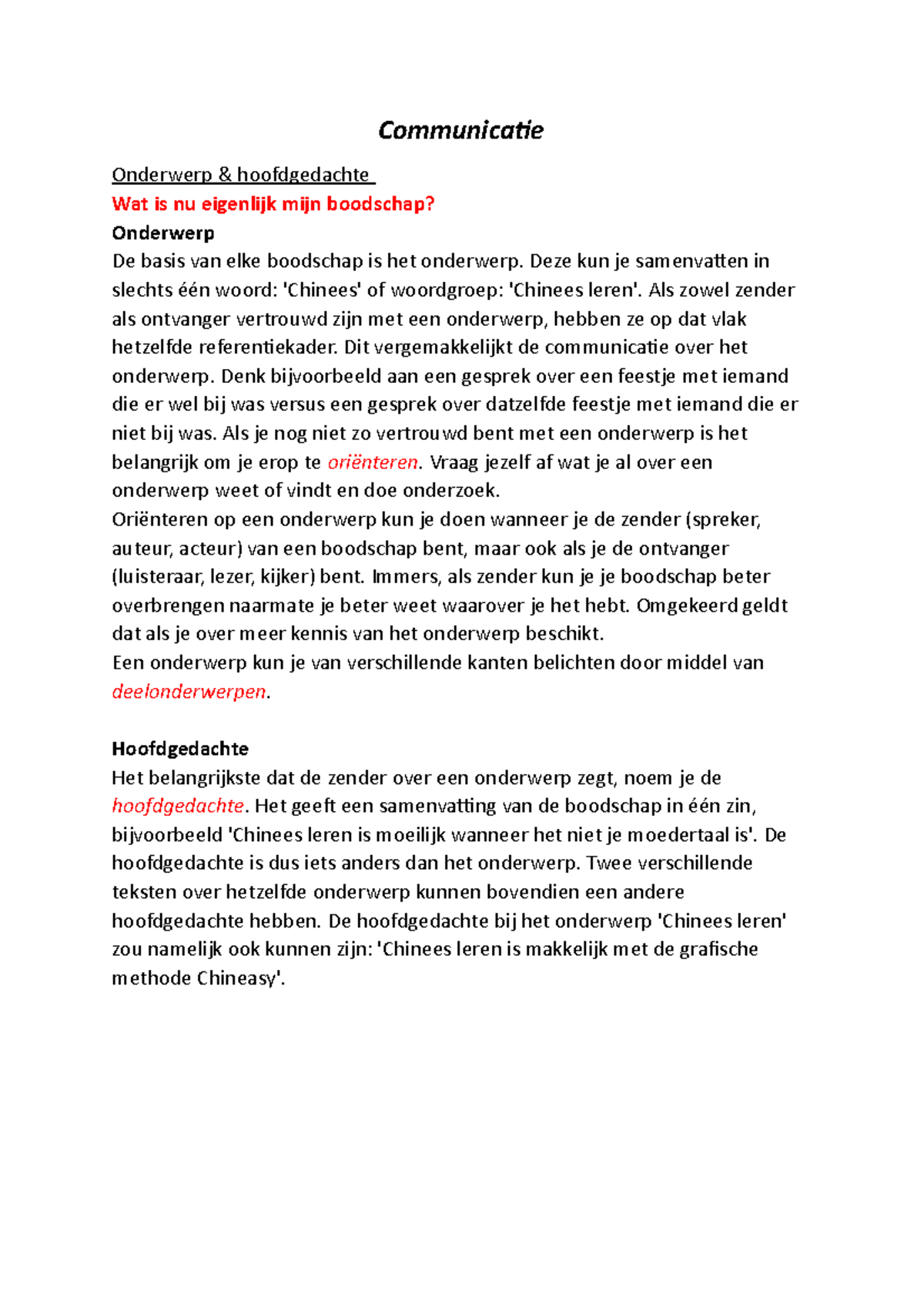 Communicatievaardigheden samenvatten: Onderwerp en hoofdgedachte ...