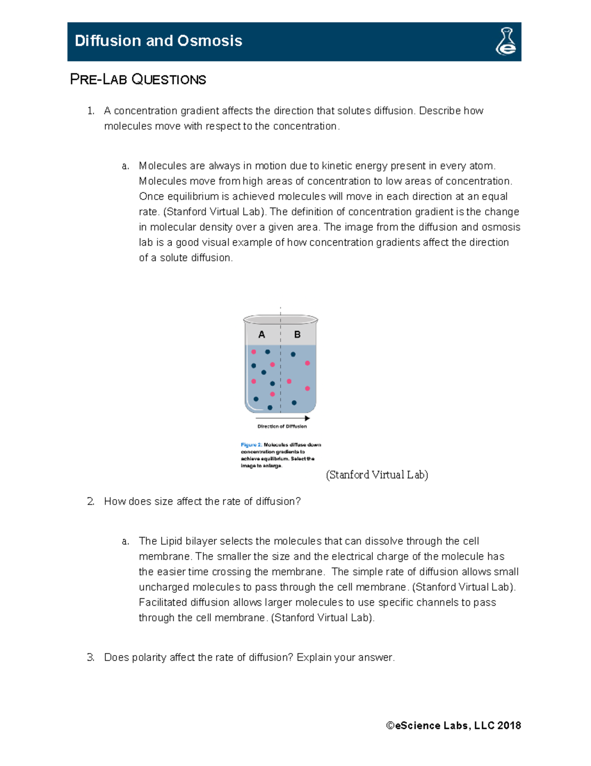 Bio 111 lab Diffusion Osmosis-2 - PRE-LAB QUESTIONS 1. A concentration ...