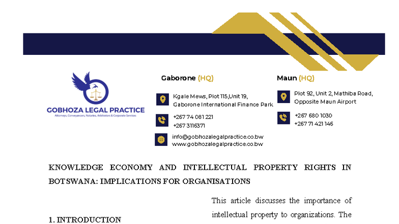 Knowledge Economy & Intellectual Property Rights in Botswana ...