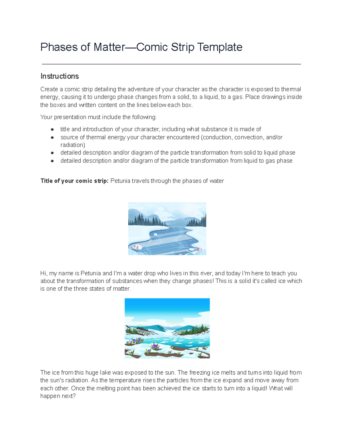 Phases of Matter - Comic Strip Template for Science Class - Studocu