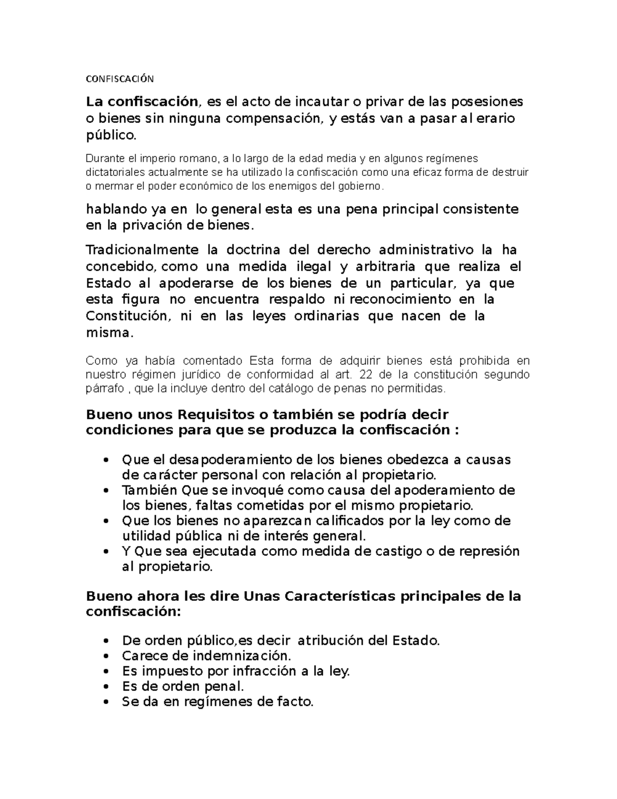 Confiscación de los bienes hechos por el estado - CONFISCACIÓN La ...