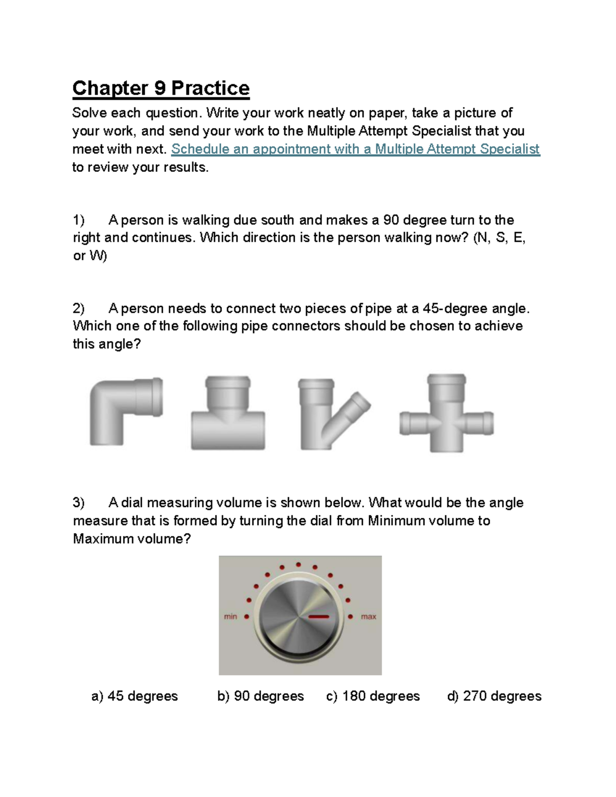 Chapter 9 Practice: Angle Measurement & Direction Questions - Studocu