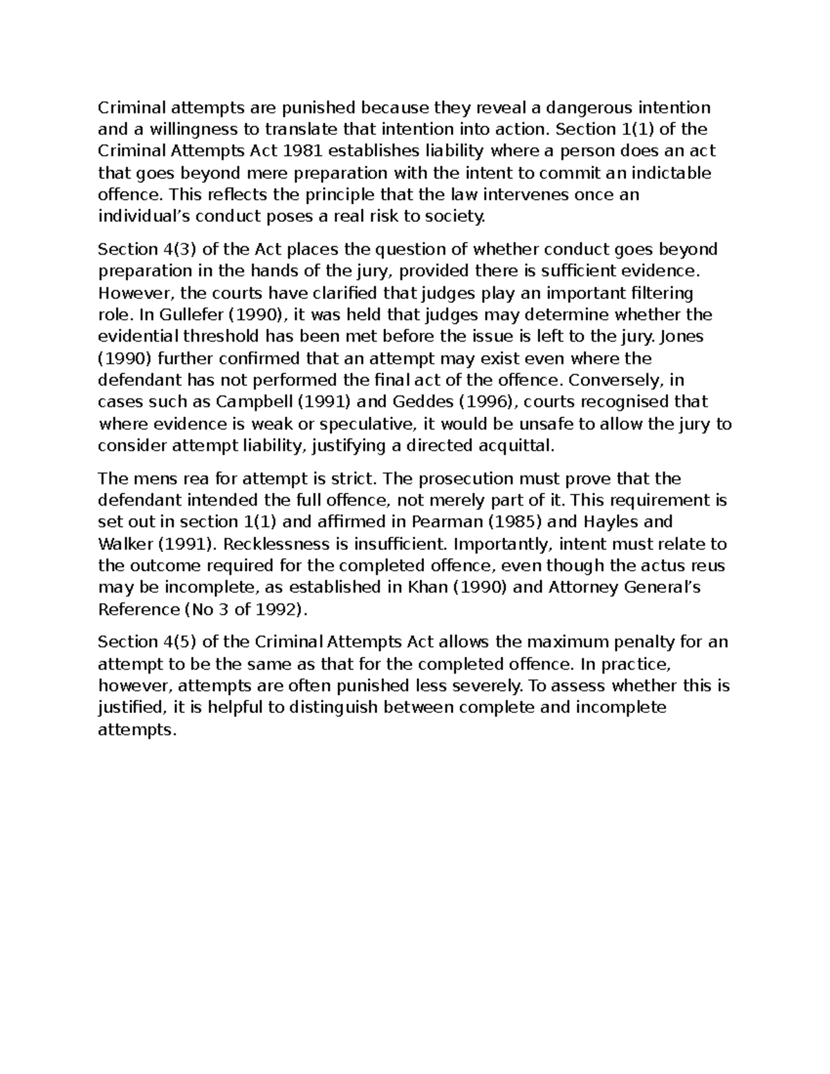 Up13 - Summary of Criminal Attempts and Legal Principles - Studocu