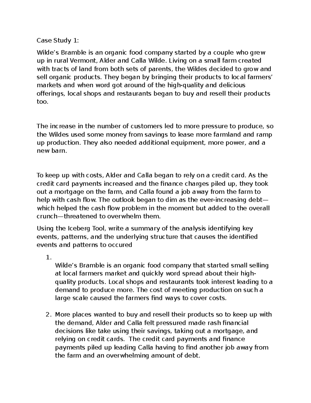 Case Study 1: Systems of Thinking in Wilde's Bramble Journey - Studocu